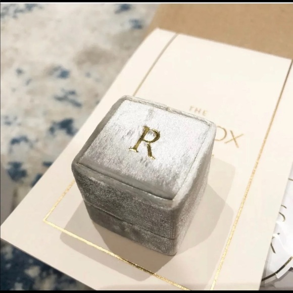 The Mrs. Box | Accessories | The Mrs Box R Grey And Gold Velvet Ring ...